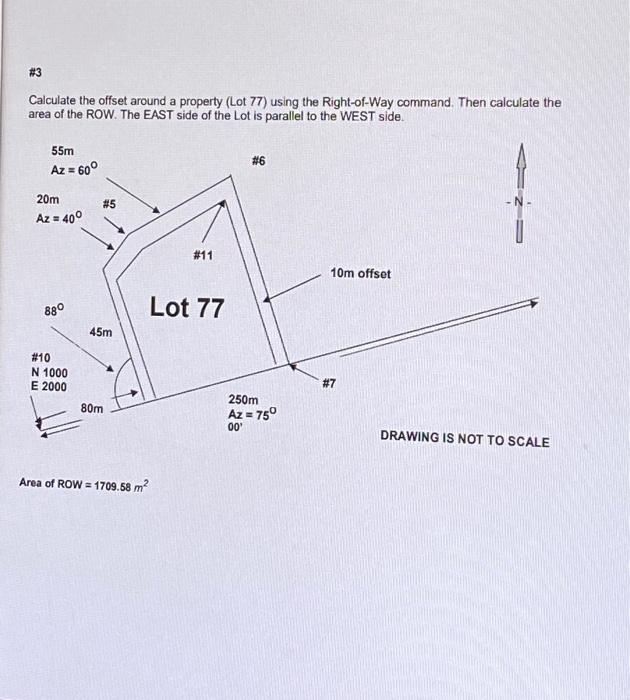 Solved Calculate the offset around a property (Lot 77) using | Chegg.com