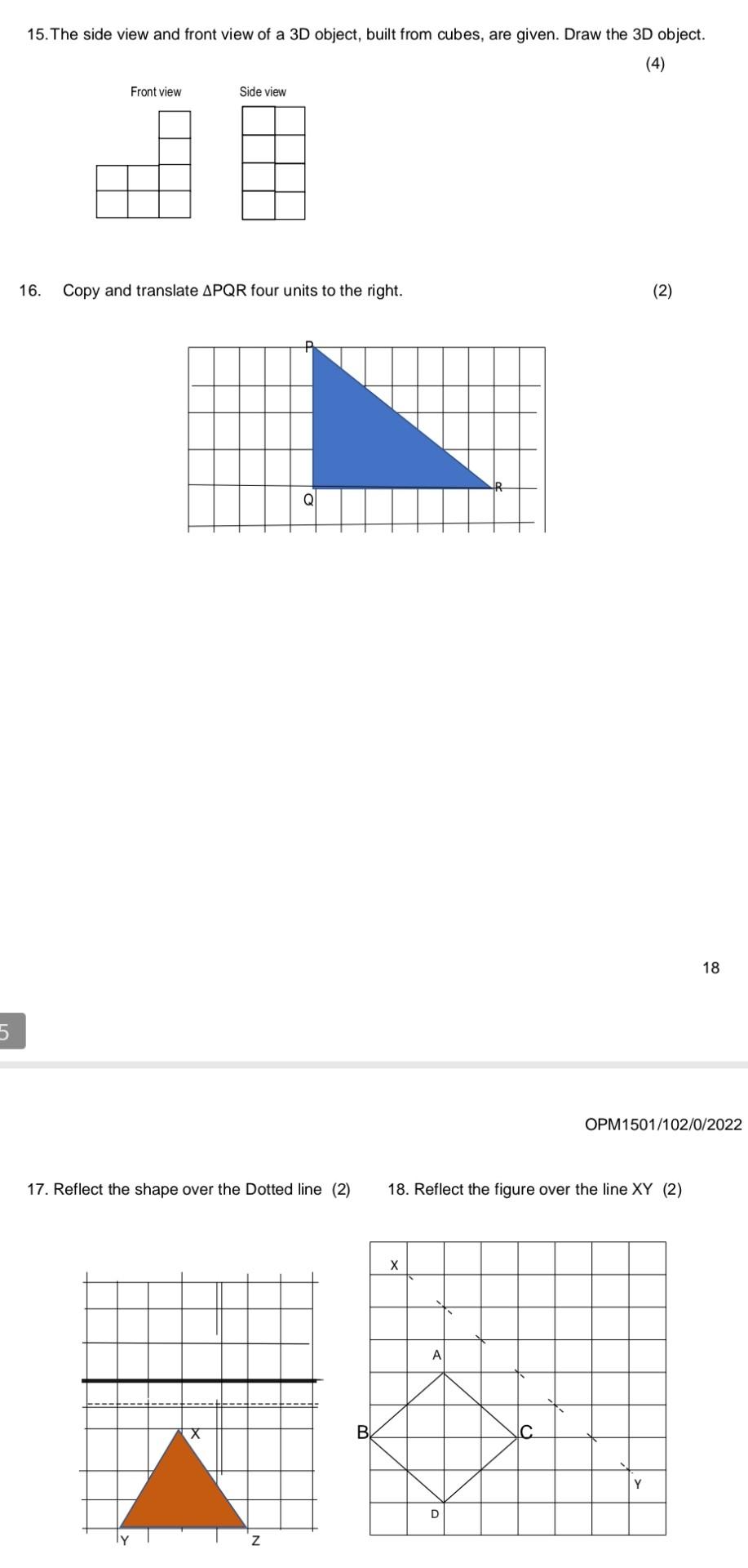 Solved 5 15. The side view and front view of a 3D object, | Chegg.com