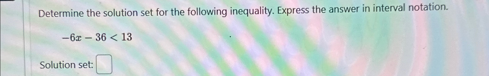 Solved Determine the solution set for the following | Chegg.com