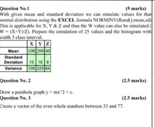 Solved Question No.1 (5 marks) With given mean and standard | Chegg.com
