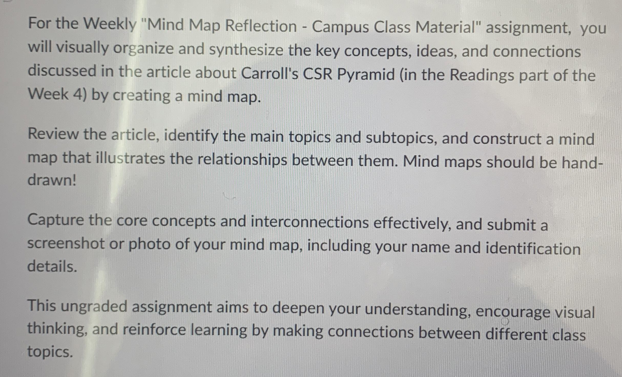 Solved For the Weekly "Mind Map Reflection - ﻿Campus Class | Chegg.com
