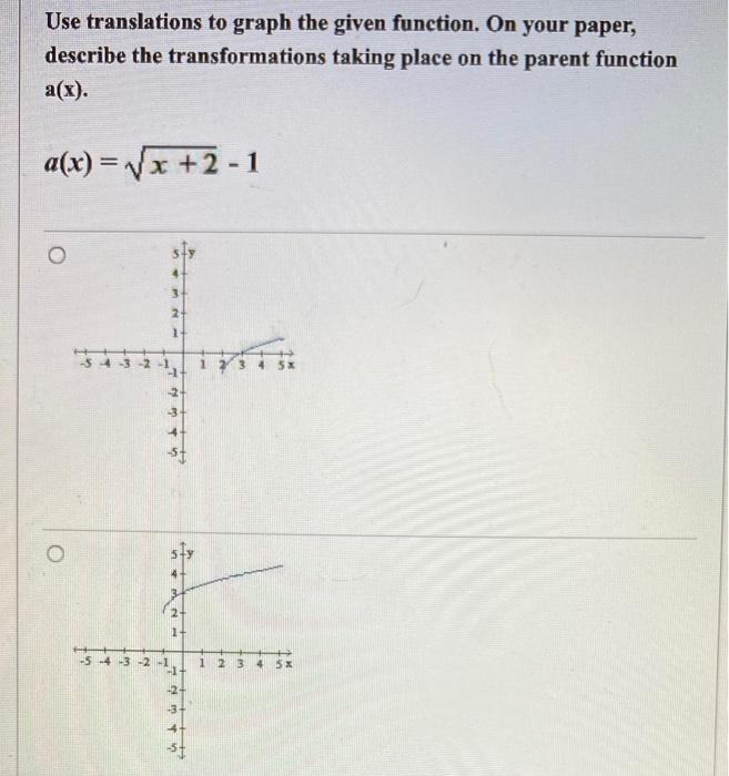 Solved Use translations to graph the given function. On your | Chegg.com