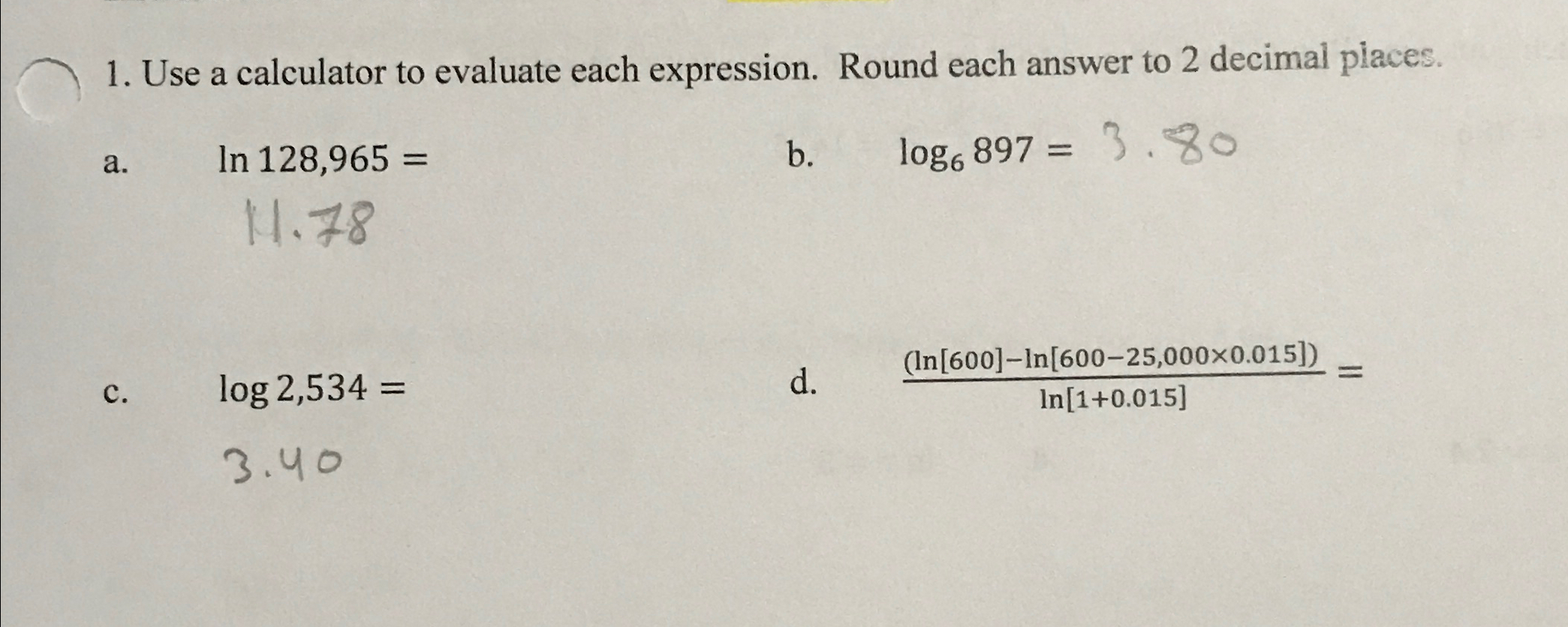 Solved Use a calculator to evaluate each expression. Round | Chegg.com