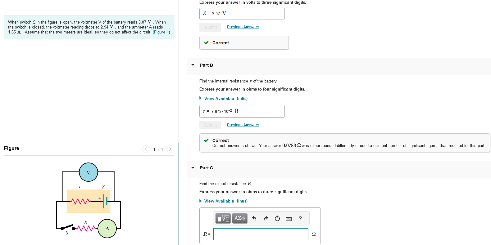 Express your answer in volts to three significant | Chegg.com