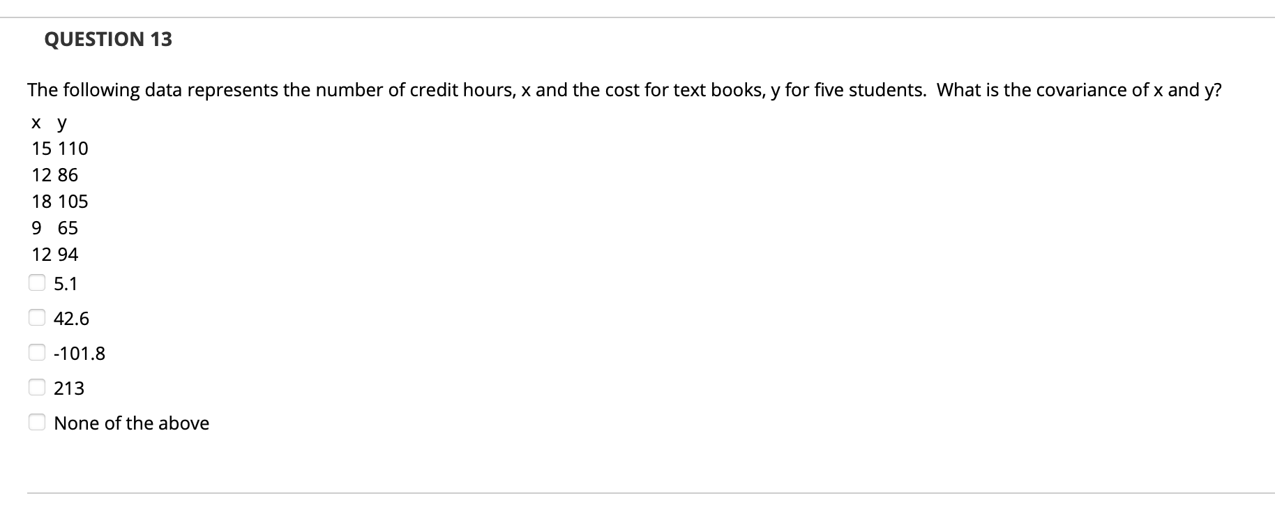 Solved QUESTION 13The following data represents the number | Chegg.com