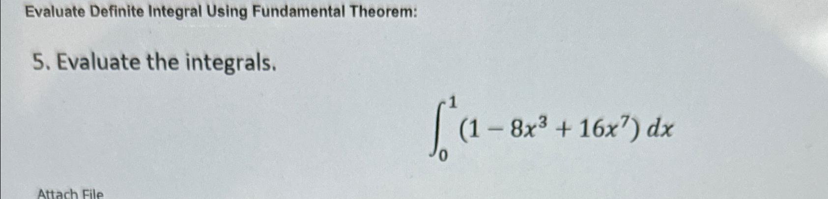 Solved Evaluate Definite Integral Using Fundamental | Chegg.com