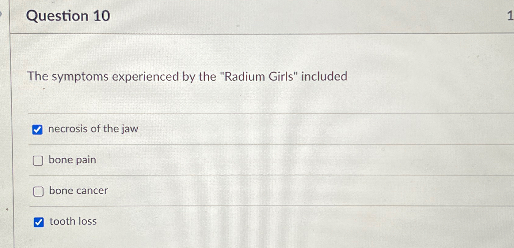 Solved Question 10The symptoms experienced by the "Radium | Chegg.com