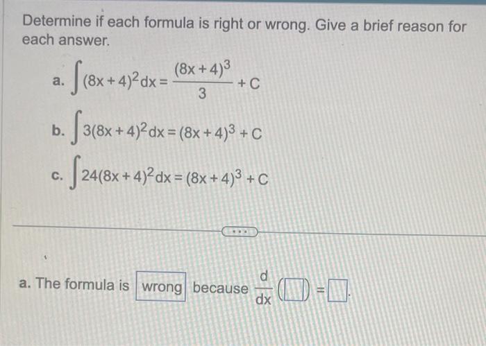 Solved Determine if each formula is right or wrong. Give a | Chegg.com