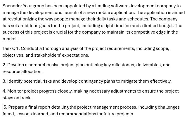 Solved Scenario: Your group has been appointed by a leading | Chegg.com