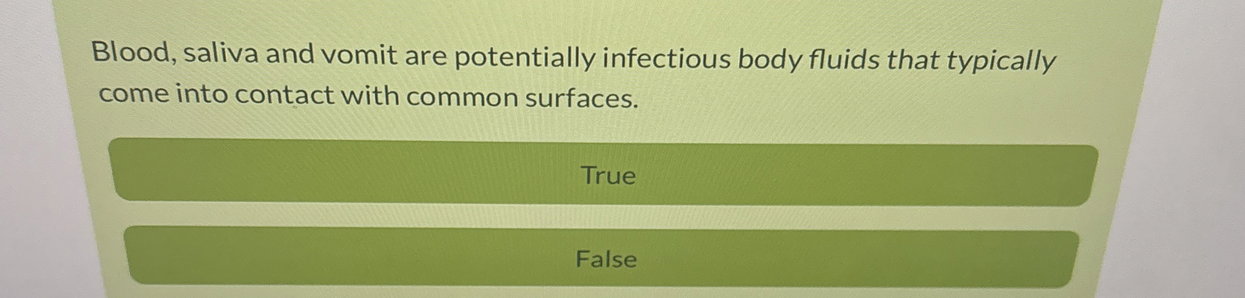 Solved Blood, saliva and vomit are potentially infectious | Chegg.com