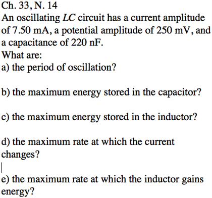 Solved An oscillating LC circuit has a current amplitude of | Chegg.com