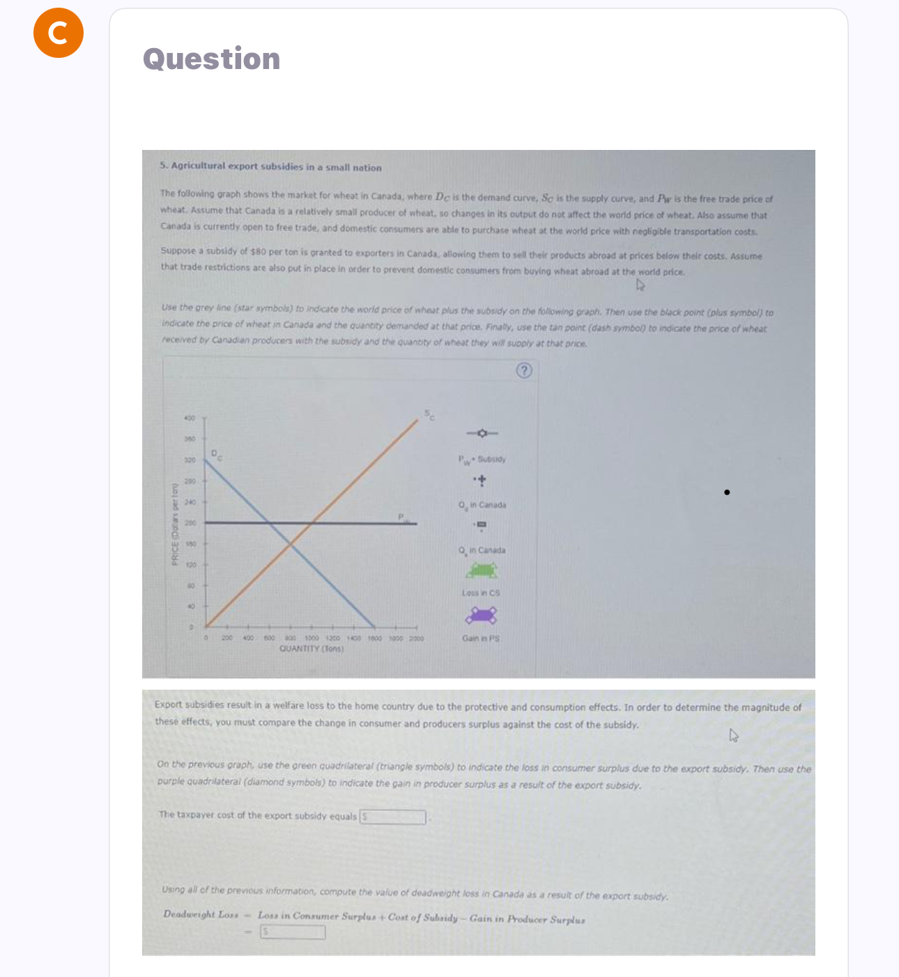 Solved Steps for Question5. ﻿Agricultural export subsidies | Chegg.com