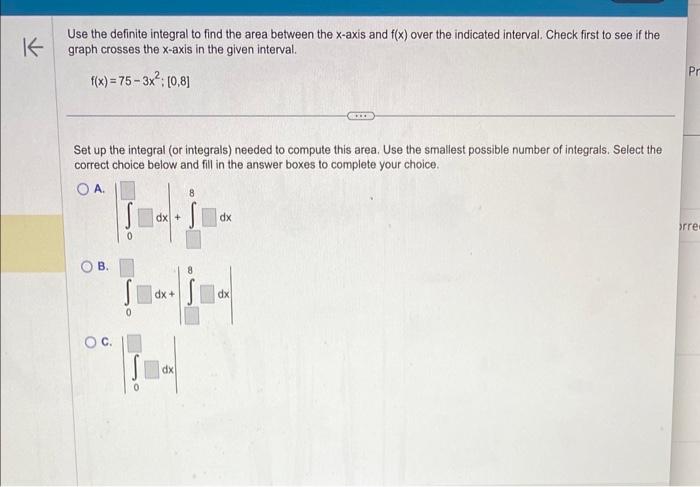 Solved Use the definite integral to find the area between | Chegg.com