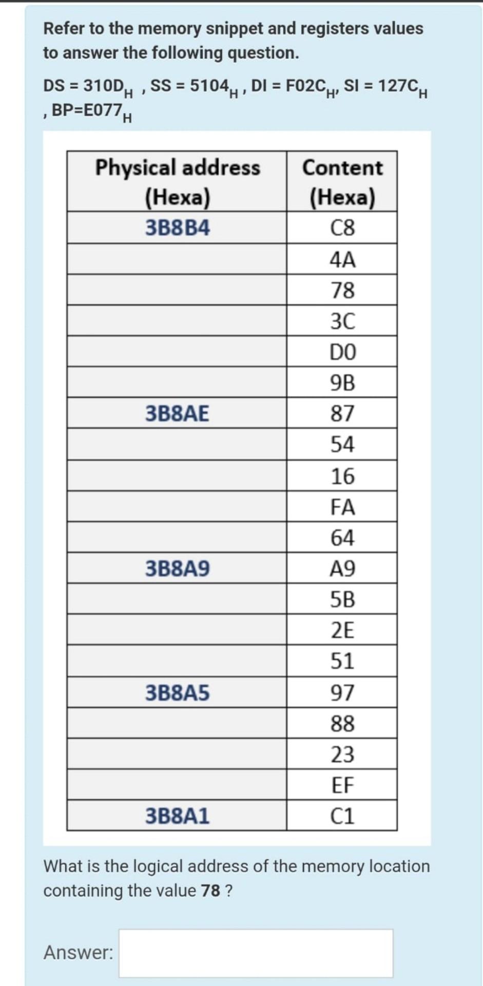 Solved Refer to the memory snippet and registers values to | Chegg.com