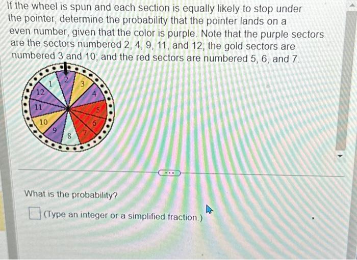 Solved If the wheel is spun and each section is equally | Chegg.com