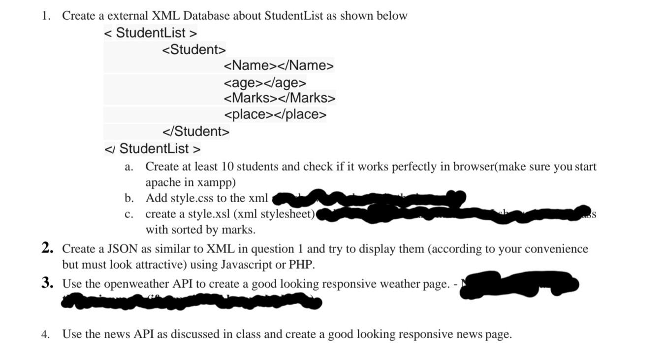 Solved 1. Create a external XML Database about StudentList | Chegg.com