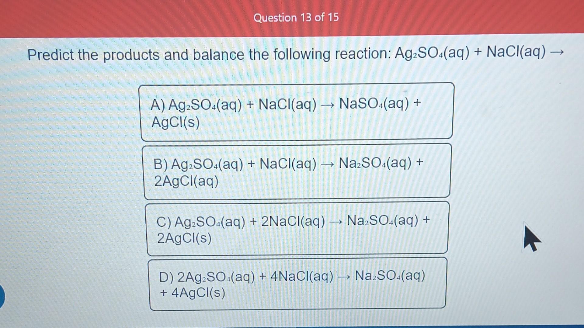 Solved Predict the products and balance the following | Chegg.com