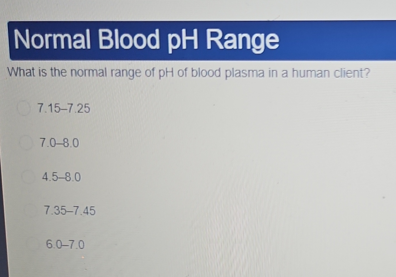 Solved Normal Blood pH RangeWhat is the normal range of pH | Chegg.com