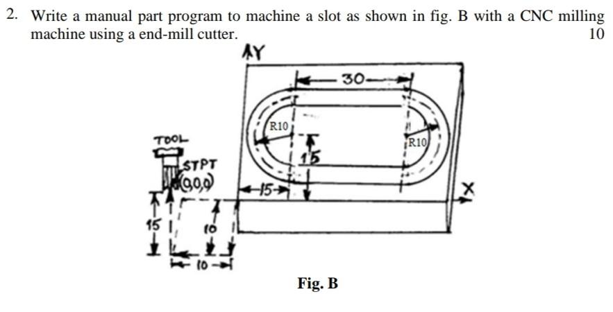 Solved 2. Write a manual part program to machine a slot as | Chegg.com