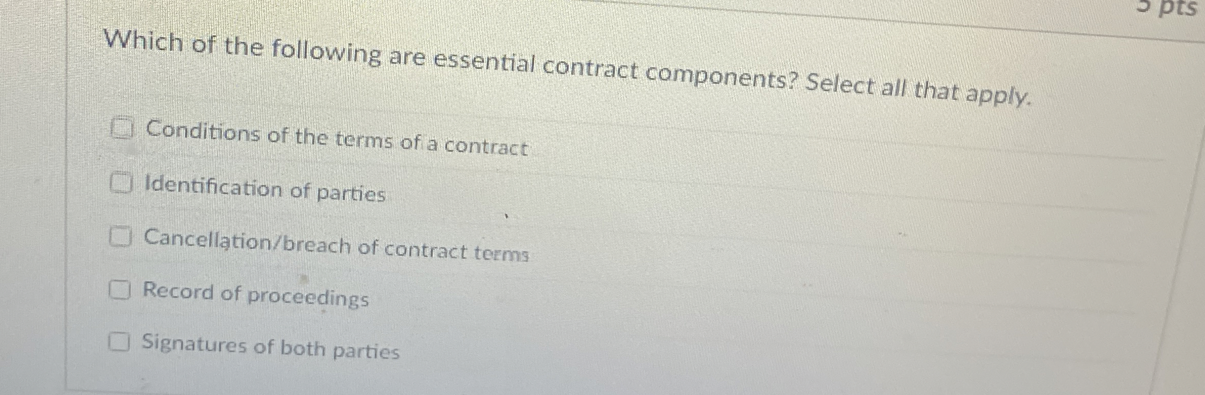 Solved Which of the following are essential contract | Chegg.com