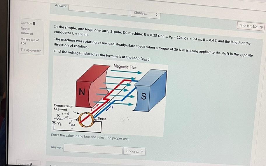 Solved In the simple, one loop, one turn, 2-pole, DC | Chegg.com