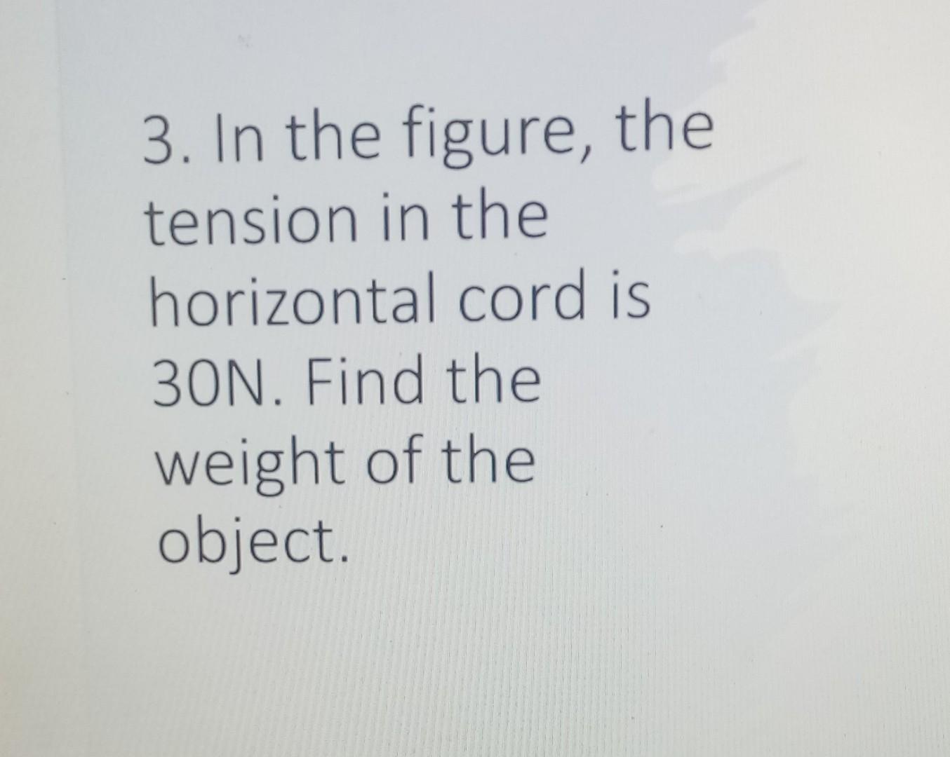Solved 3. In the figure, the tension in the horizontal cord | Chegg.com