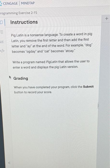 Solved CENGAGE MINDTAP rogramming Exercise 2-15 | | Chegg.com