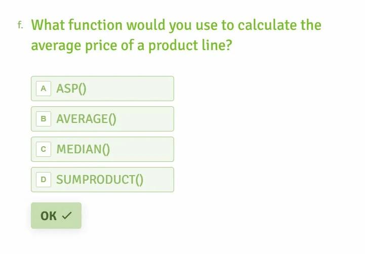 Solved f. What function would you use to calculate the | Chegg.com
