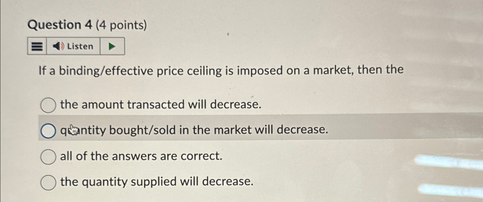 Solved Question 4 (4 ﻿points)ListenIf a binding/effective | Chegg.com