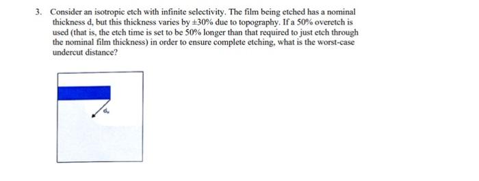 Solved 3. Consider an isotropic etch with infinite | Chegg.com