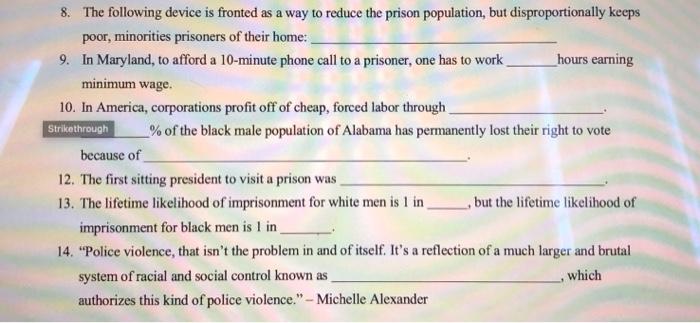 13th Documentary Worksheet Name: 1. The U.S. accounts | Chegg.com