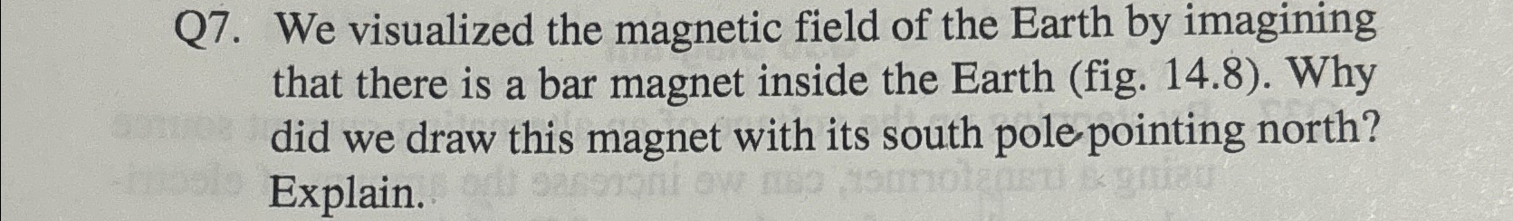 Solved Q7. ﻿We visualized the magnetic field of the Earth by | Chegg.com
