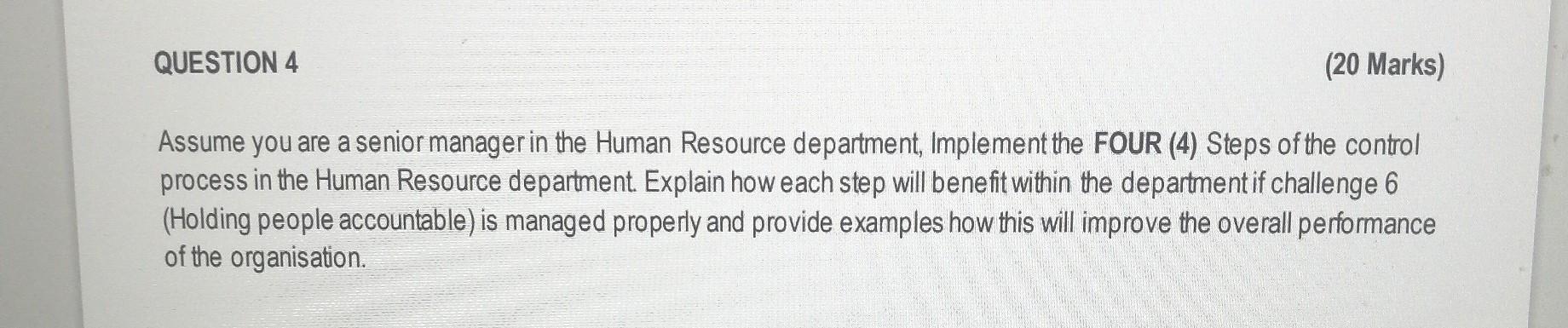 Solved Assume you are a senior manager in the Human Resource | Chegg.com Solved Assume you are a senior manager in the Human Resource | Chegg.com