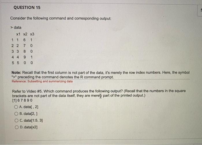 Solved QUESTION 15 Consider the following command and | Chegg.com