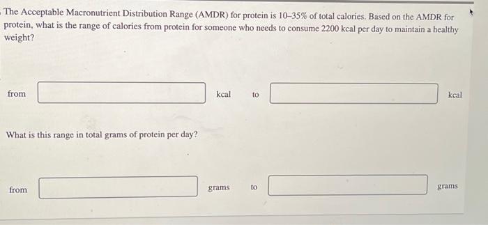 Solved The Acceptable Macronutrient Distribution Range | Chegg.com