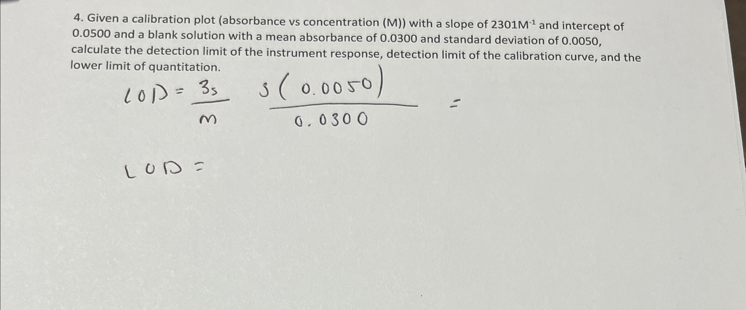 Solved Given a calibration plot (absorbance vs concentration | Chegg.com