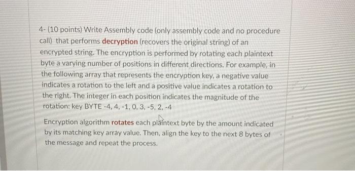 Solved 4- (10 points) Write Assembly code (only assembly | Chegg.com