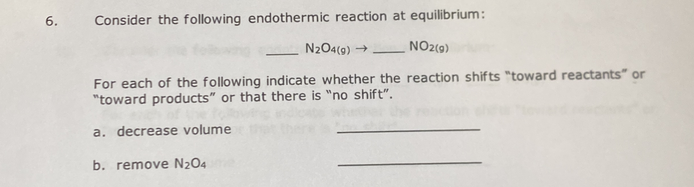 Solved Consider the following endothermic reaction at | Chegg.com
