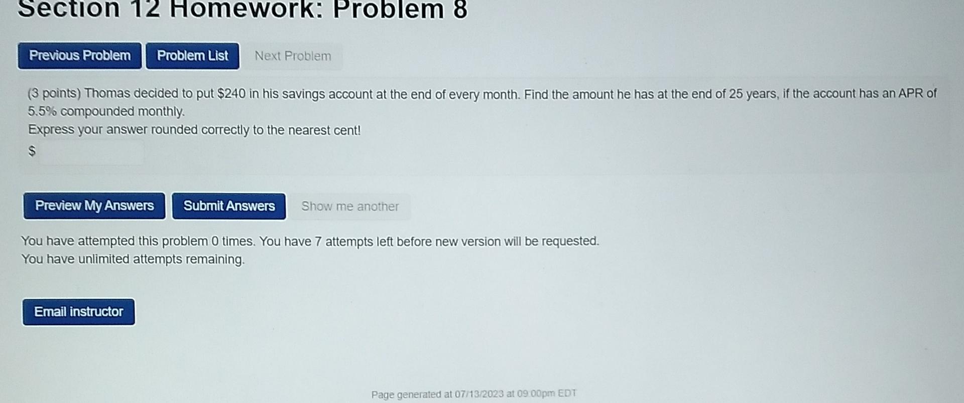 Solved Section 12 Homework: Problem 8 (3 points) Thomas | Chegg.com
