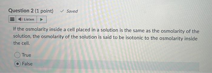 Solved If the osmolarity inside a cell placed in a solution | Chegg.com