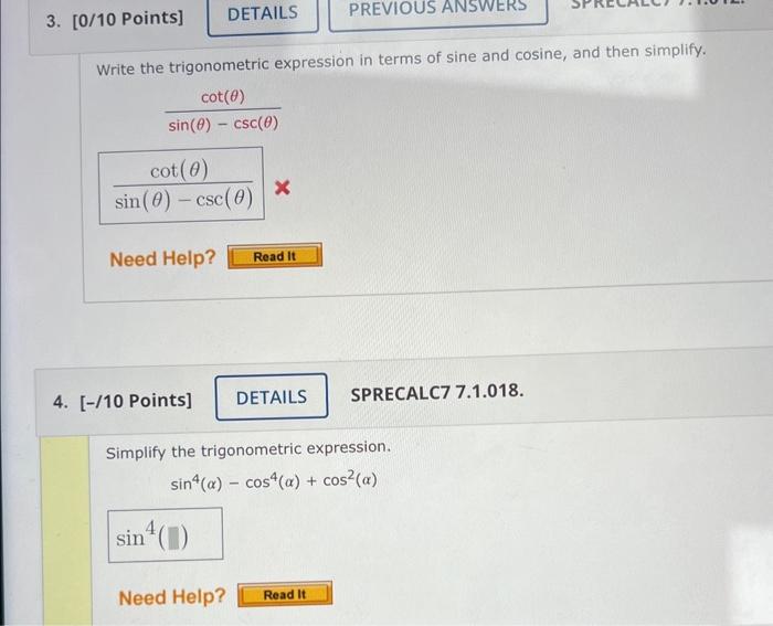 Solved Write the trigonometric expression in terms of sine | Chegg.com