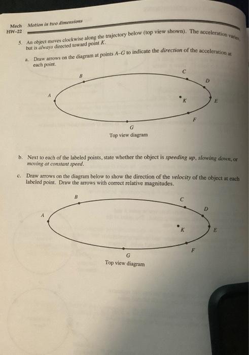 Solved 5 An Object Moves Clockwise Along The Trajectory