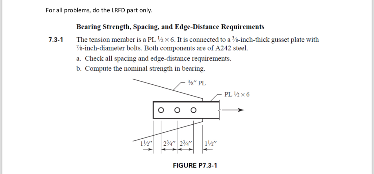 For all problems, do the LRFD part only.Bearing | Chegg.com