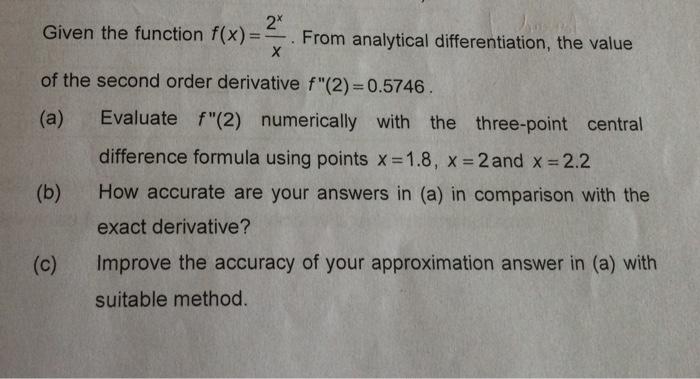 Solved 2 Given the function f(x)== . From analytical | Chegg.com