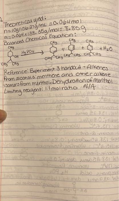 Solved Experiment 3: DEHYDRATION OF p-MENTHAN-3-OL (MENTHOL) | Chegg.com