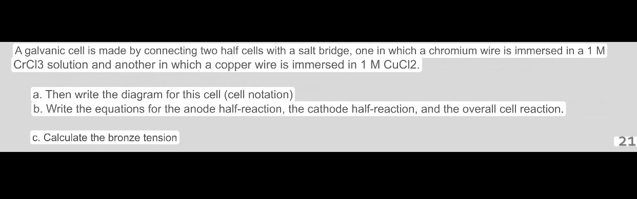 [Solved]: A galvanic cell is made by connecting two half ce