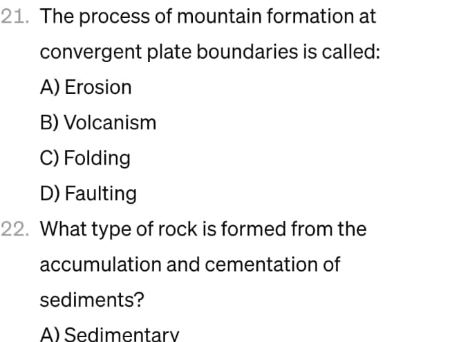 Solved The process of mountain formation at convergent plate | Chegg.com