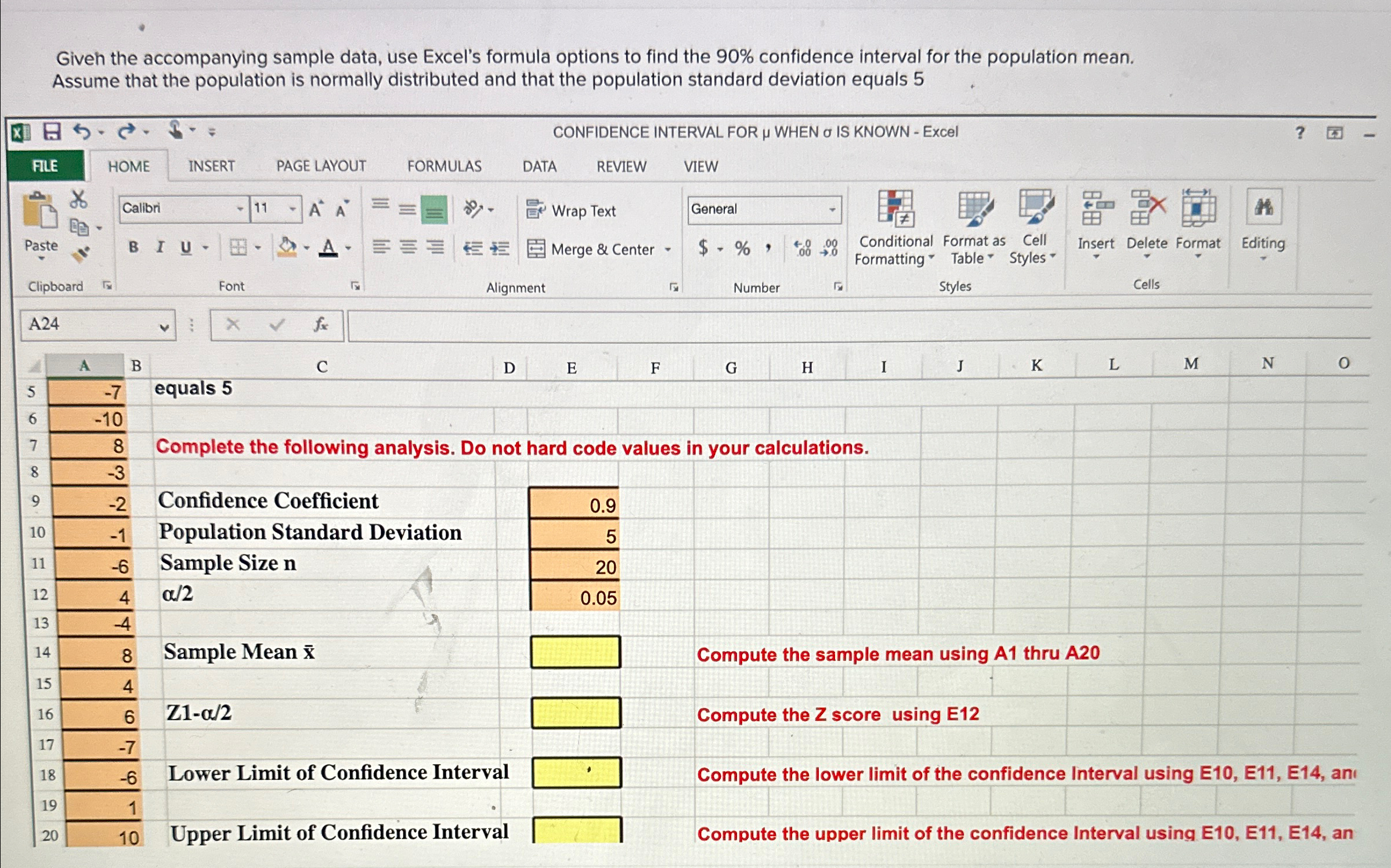 Solved Giveh the accompanying sample data, use Excel's | Chegg.com