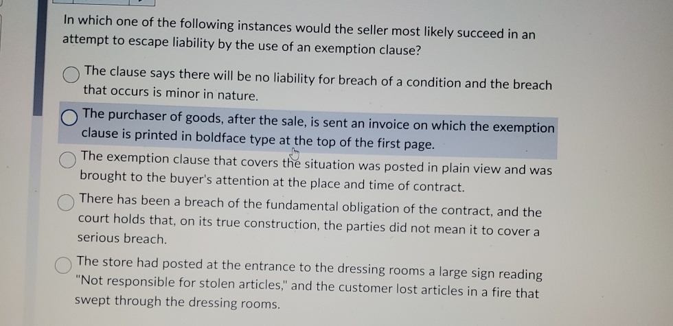 Solved In which one of the following instances would the | Chegg.com