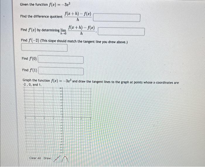 Solved Given the function f(x)=−3x2 Find the difference | Chegg.com
